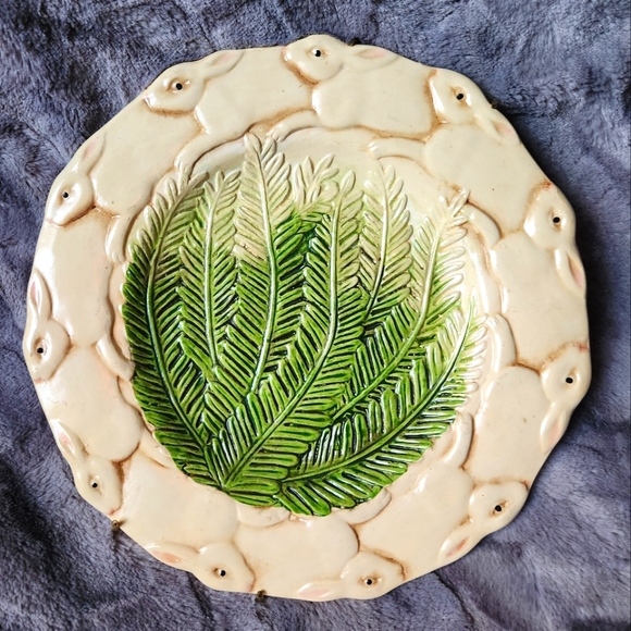 Vintage | Accents | Vintage Majolica Style Rabbit Ferna Pottery Plate ...
